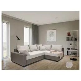 Ecksofa Collection AB "30 Jahre Jubiläums-Modell Parma L-Form" Sofas Gr. B/H/T: 224 cm x 42 cm x 161 cm, Kunstleder-Cord, beige (eleph, beige) mit Schlaffunktion und Bettkasten, inklusive Kissen, Bonellfederkern