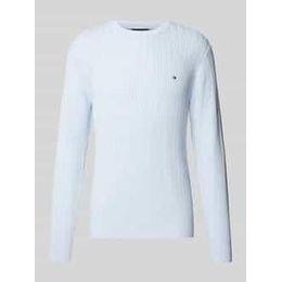 Tommy Hilfiger Slim Fit Strickpullover mit Fischgrät-Struktur