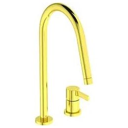 Ideal Standard Gusto Küchen-2-Loch-Armatur BD422A2 brushed gold, mit hohem Rohrauslauf