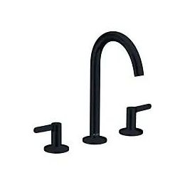 Hansgrohe Axor One 3-Loch-Waschtischarmatur 48050670 Ausladung 140mm, mit Push-Open Ablaufgarnitur, mattschwarz