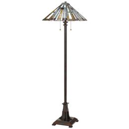 Licht-Erlebnisse Stehleuchte Metall Glas 157,8 cm hoch in Bronze Antik Bunt 2-flammig Tiffany Stil Stehlampe