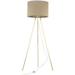 Licht-Erlebnisse - Stehlampe Metall Stoff 160 cm in Gold Braun E27 Modern