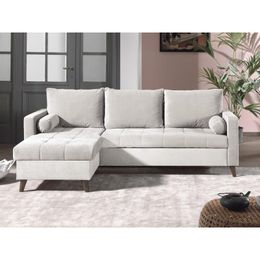 Polar - ecksofa beidseitig montierbar mit schlaffunktion - aus samt in skandinavischem design - 4 sitze - beige