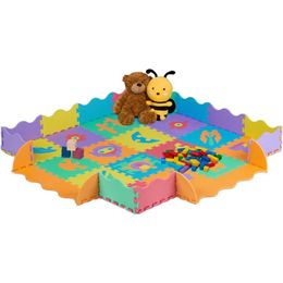 Relaxdays - Puzzlematte, 4 x 4 Spielmatte mit Rand, Roboterteile, schadstofffreie Schaumstoffmatte, Kindermatte, bunt