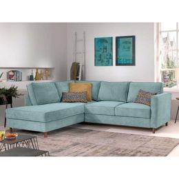 Lisa Design - Jake - ecksofa mit schlaffunktion - 5-sitzer - samt - links - blau