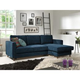 Lisa Design - Jake – ecksofa mit schlaffunktion – mit bettkasten – 4-sitzer – aus velours – rechts - schieferblau