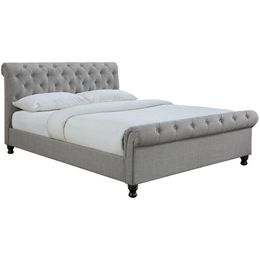 Miliboo Design-Bett 2 Personen 160 cm x 200 cm Samt Grau riley