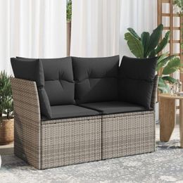 Avimac Gartensofa 2-Sitzer mit Kissen Grau Poly Rattan