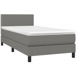 Jinlefu - Boxspringbett mit Matratze & led Dunkelgrau 100x200 cm Stoff vidaXL