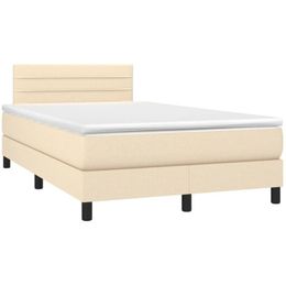 Boxspringbett mit Matratze & LED Creme 120x200 cm Stoff vidaXL