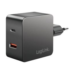 Logilink USB-Lader PA0310, 2-fach (USB-C & USB-S), 4,8A, schwarz