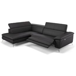 Leder Ecksofa stella Links Schwarz 272 x 107 x 74 cm Füße: Matt-Schwarz - Schwarz - Sofanella