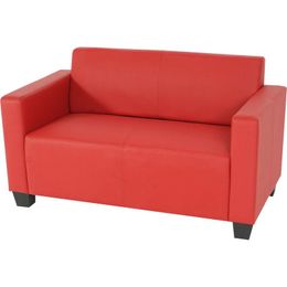 HHG - 2er Sofa Couch Moncalieri Loungesofa Kunstleder rot