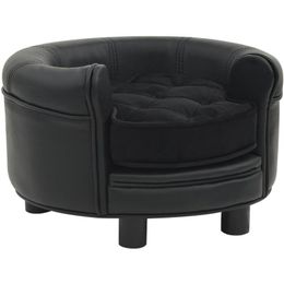 vidaXL - Hundesofa Schwarz 48x48x32 cm Plüsch und Kunstleder