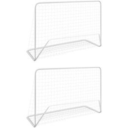 vidaXL - Fußballtore 2 Stk. mit Netzen 182×61×122 cm Stahl Weiß 292668