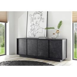 Sideboard Inosign "Carrara" Sideboards Gr. B/H/T: 180 cm x 79 cm x 43 cm, grau (anthrazit mamor, optik) grifflos