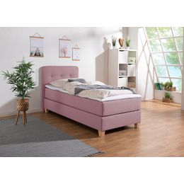 Boxspringbett Home Affaire "Fargo", lila (flieder), B:103cm L:207cm, Struktur fein (100% Polyester);Samtstoff (100% Polyester), Komplettbetten, inkl. Topper, in 3 Matratzenarten, in Samt- oder Strukturstoff