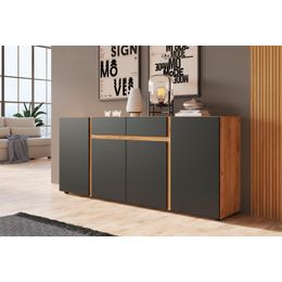 Sideboard Inosign "Morongo" Sideboards Gr. B/H/T: 200,7cm x 86cm x 39,6cm, 2 St., braun (eiche kraft gold/anthrazit kosmos) Breite ca. 201 cm