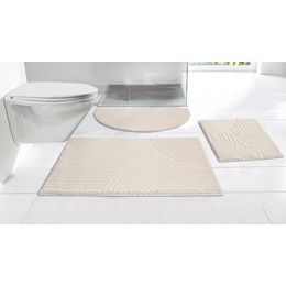 Badematte Home Affaire "Ognon, Scandi, Boho, modernes Muster" Badematten Gr. rechteckig (80cm x 150cm), Polyester, beige (natur) Badteppich, Uni Farben, Hoch-Tief-Effekt