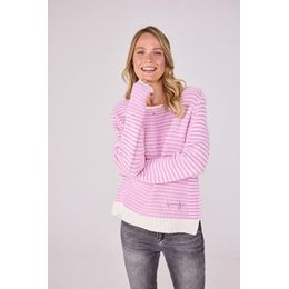 LIEBLINGSSTÜCK Rundhalspullover LIEBLINGSSTÜCK "HollynL" Gr. 36, rosa (fresh rose) Damen Pullover mit Streifen