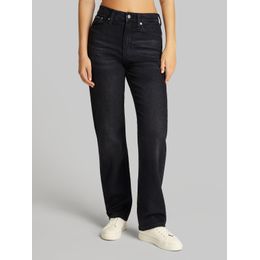 Straight-Jeans Calvin Klein Jeans "HIGH RISE STRAIGHT" Gr. 31, Länge 30, schwarz (denim black) Damen Jeans im 5-Pocket-Style