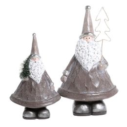 Chic Antique Weihnachtsmann mit LED Baum 2er-Set, H29/L17,5/B11,5 cm, grau