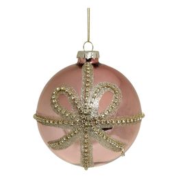 Chic Antique Weihnachtskugel Rosa Glitzerschleife, D10 cm, rosa