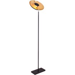 Deckenfluter BY RYDENS "Captain" Lampen Gr. Ø 36,50cm, braun (sand schwarz) Stehleuchte mit schwarz goldenem Schirm