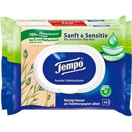 Tempo Feuchtes Toilettenpapier Sanft & Sensitiv Duo-Pack 1-lagig, 2x 42 Tücher