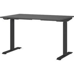 Schreibtisch Porto, elektrisch höhenverstellbar, T-Fuß, B 1200 x T 800 x H 720-1200 mm, graphit/schwarz + Memory-USB-Panel