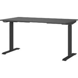 Schreibtisch Porto, elektrisch höhenverstellbar, T-Fuß, B 1400 x T 800 x H 720-1200 mm, graphit/schwarz + Memory-USB-Panel