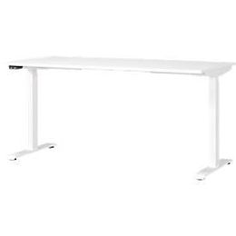 Schreibtisch Porto, elektrisch höhenverstellbar, T-Fuß, B 1600 x T 800 x H 720-1200 mm, weiß/weiß + Memory-USB-Panel