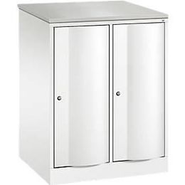 C+P Garderobenschrank Resisto, 2 Abteile, 2 Fächer, B 772 x T 640 x H 1077 mm, Verkehrsweiß