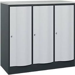 C+P Garderobenschrank Resisto, 3 Abteile, 3 Fächer, B 1148 x T 540 x H 1077 mm, Anthrazitgrau/Lichtgrau