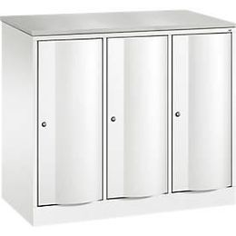 C+P Garderobenschrank Resisto, 3 Abteile, 3 Fächer, B 1148 x T 540 x H 1077 mm, Verkehrsweiß