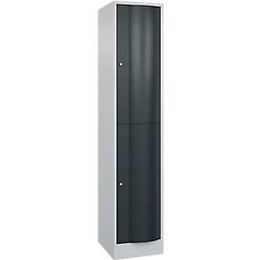 C+P Garderobenspind Resisto, 1 Abteil, 2 Fächer, B 396 x T 540 x H 1950 mm, Lichtgrau/Anthrazitgrau