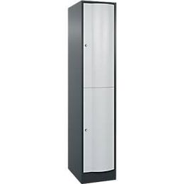 C+P Garderobenspind Resisto, 1 Abteil, 2 Fächer, B 396 x T 640 x H 1950 mm, Anthrazitgrau/Lichtgrau