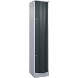 C+P Garderobenspind Resisto, 1 Abteil, 2 Fächer, B 396 x T 540 x H 1950 mm, Weißalu/Anthrazitgrau