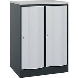 C+P Garderobenschrank Resisto, 2 Abteile, 2 Fächer, B 772 x T 640 x H 1077 mm, Anthrazitgrau/Lichtgrau