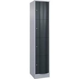 C+P Schließfachschrank Resisto, 1 Abteil, 4 Fächer, B 396 x T 540 x H 1950 mm, Weißalu/Anthrazitgrau