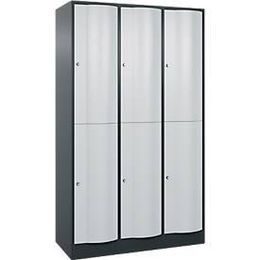 C+P Garderobenspind Resisto, 3 Abteile, 6 Fächer, B 1148 x T 540 x H 1950 mm, Anthrazitgrau/Lichtgrau