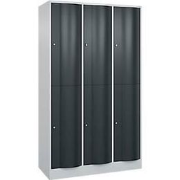 C+P Garderobenspind Resisto, 3 Abteile, 6 Fächer, B 1148 x T 540 x H 1950 mm, Lichtgrau/Anthrazitgrau