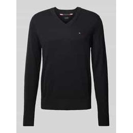 Tommy Hilfiger Strickpullover mit Logo-Stitching Modell 'PIMA'