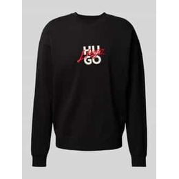 Hugo Sweatshirt mit Label-Print und -Stitching Modell 'Dlogonty'