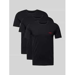 Hugo Regular Fit T-Shirt mit Label-Print im 3er-Pack