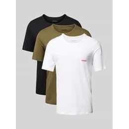 Hugo Regular Fit T-Shirt mit Label-Print im 3er-Pack