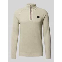 s.Oliver RED LABEL Regular Fit Strickpullover aus reiner Baumwolle mit Troyer-Kragen