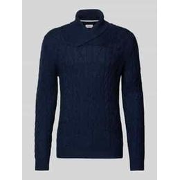 s.Oliver RED LABEL Regular Fit Schalkragenpullover aus Woll-Mix mit Zopfmuster