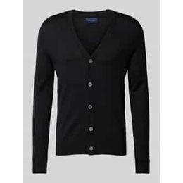 Christian Berg Slim Fit Cardigan aus Woll-Mix mit V-Ausschnitt