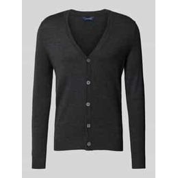 Christian Berg Slim Fit Cardigan aus Woll-Mix mit V-Ausschnitt